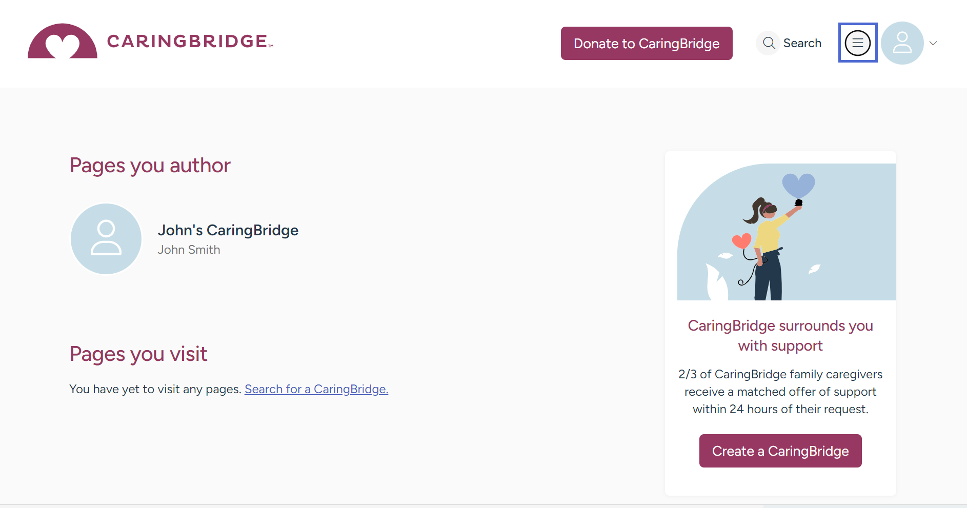 How do I start a new CaringBridge?